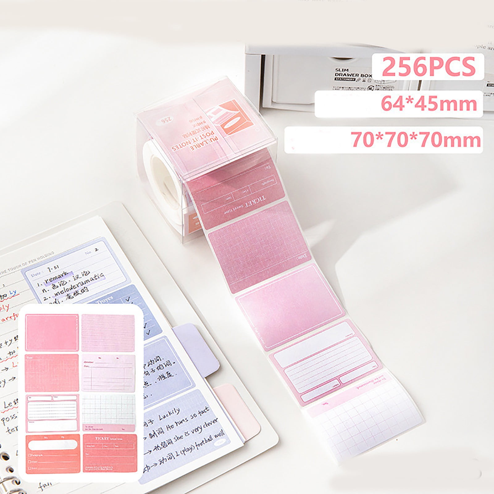 Sticky Notes Paper Roll Tape Pull Out Labels Stickers Boxes Drawing ...