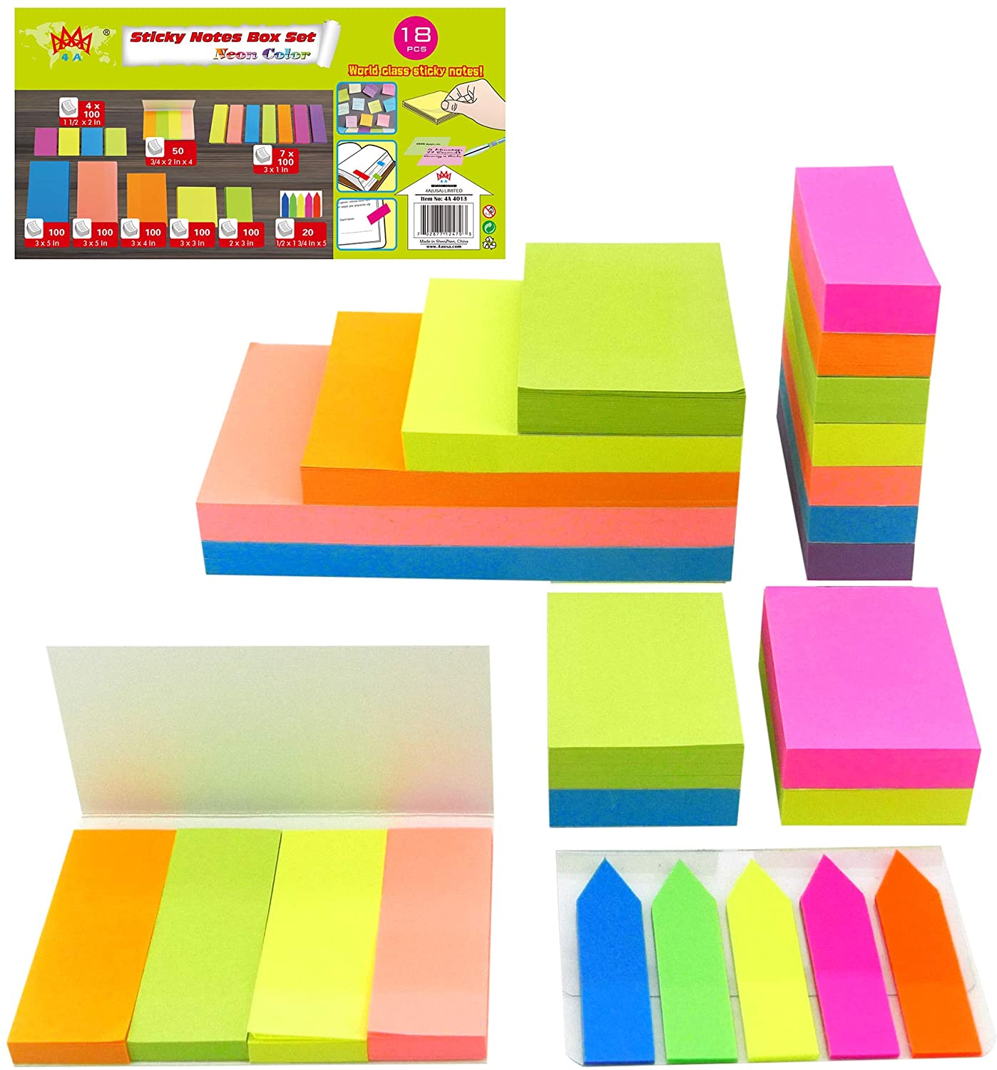 Sticky Notes Value Pack, Neon Assorted The Most Commonly Used Sizes in ...