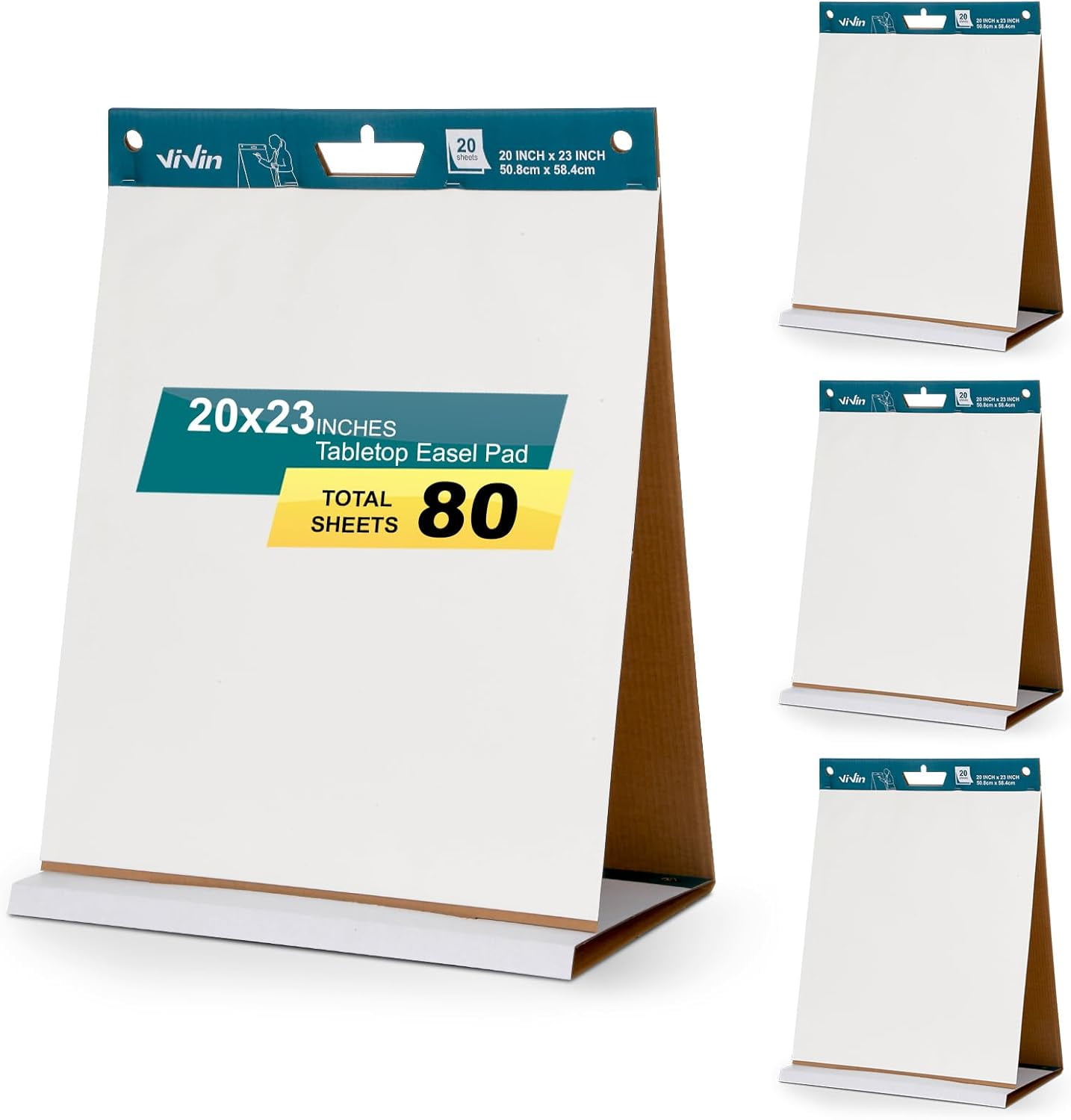 Sticky Portable Tabletop Easel Pads, 20 x 23 Inches Chart Paper for ...