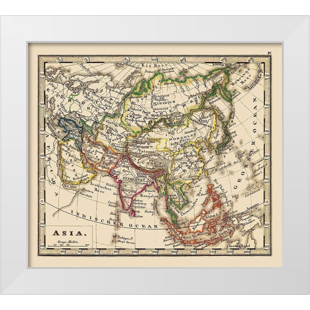 Stieler 22x20 White Modern Wood Framed Museum Art Print Titled - Asia ...