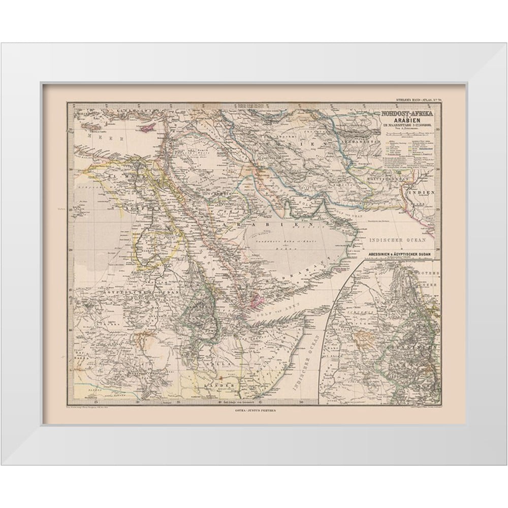 Stieler 31x26 White Modern Wood Framed Museum Art Print Titled - North ...