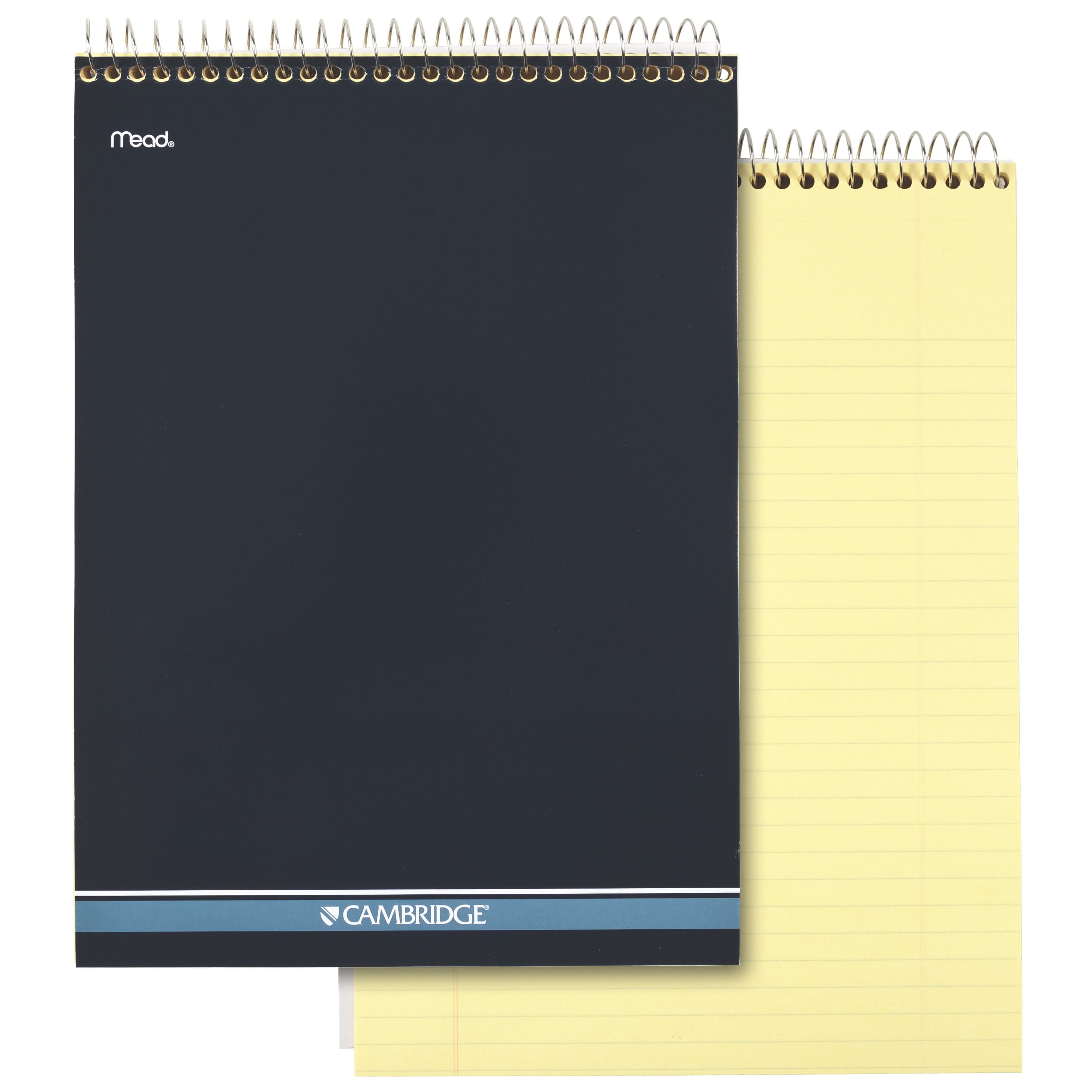 Stiff-Back Wire Bound Notepad, Wide/legal Rule, Canary/blue Cover, 70 ...
