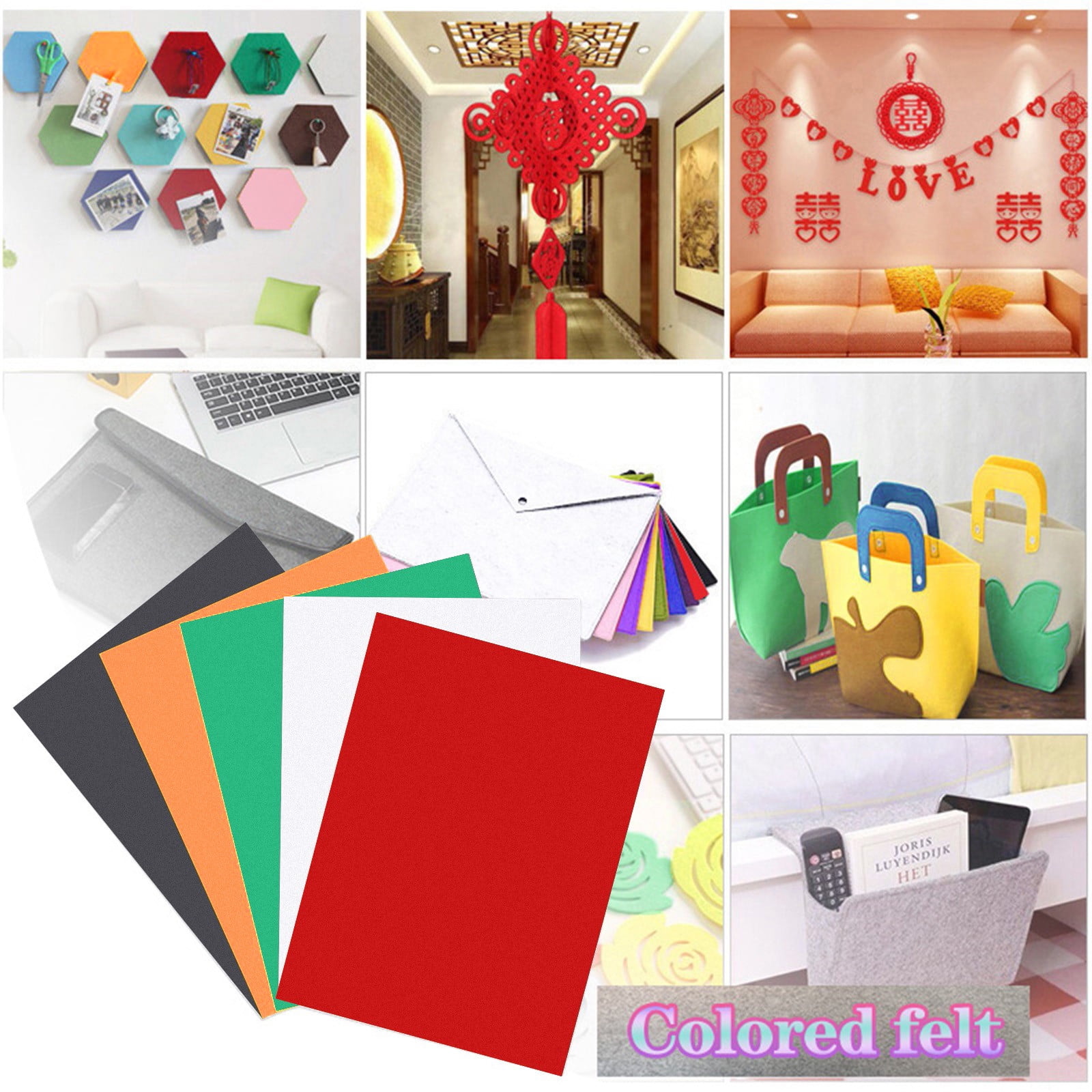 Stiff F^elt Sheets for Crafts, 9x12 in 3mm Thick Colored Craft Fabric ...