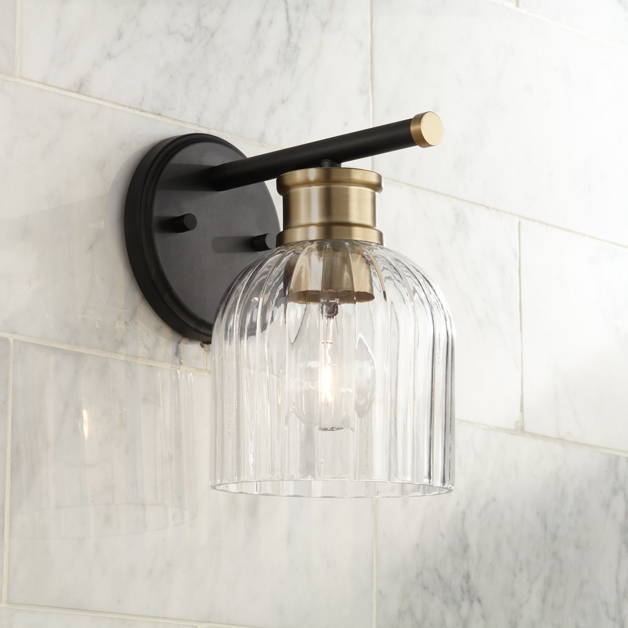 Stiffel Mid Century Modern Wall Light Sconce Black Brass Hardwired 5 1/ ...