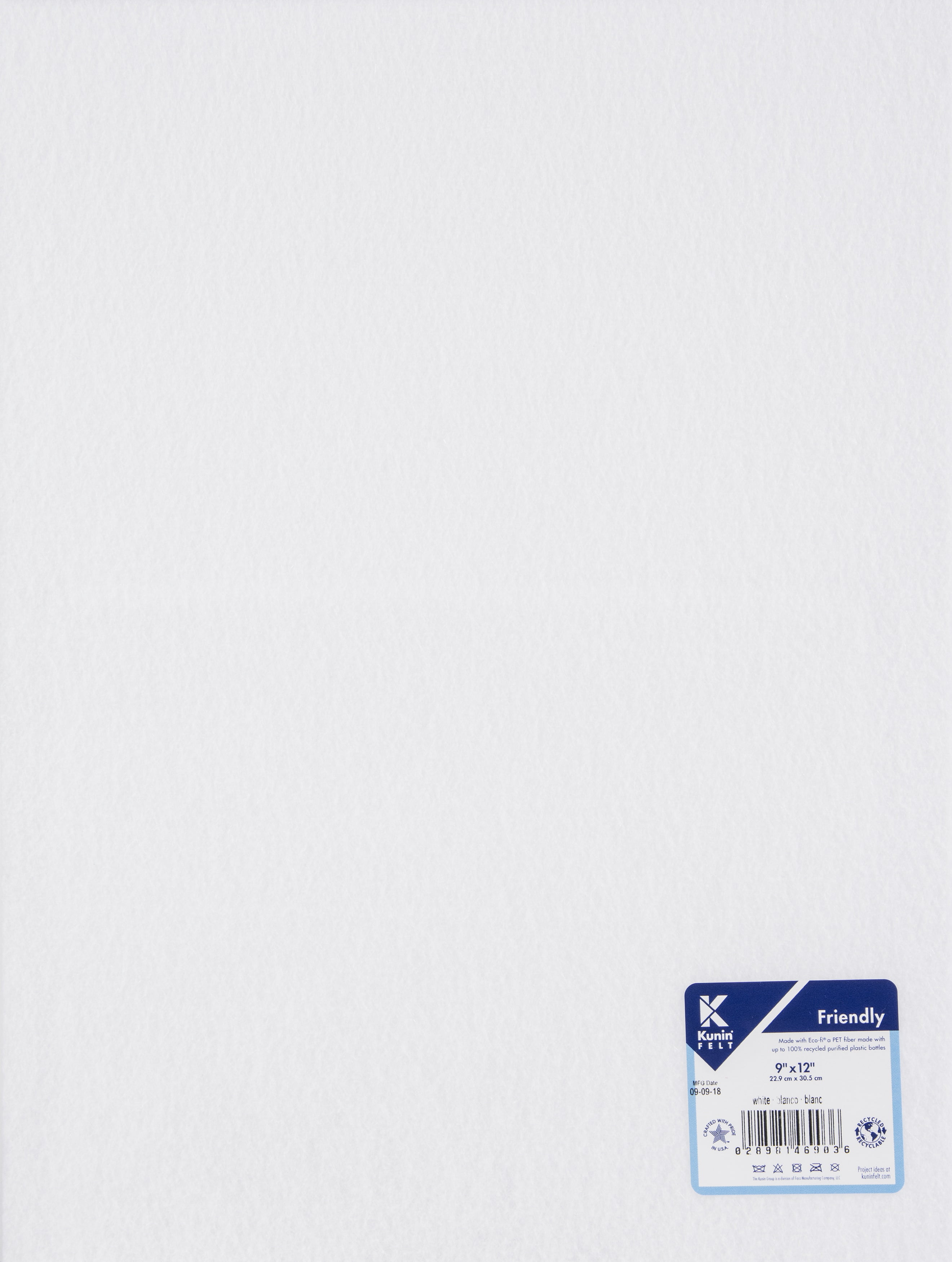 Stiffened Friendly Felt 9 X12 inch White inch - Walmart.com