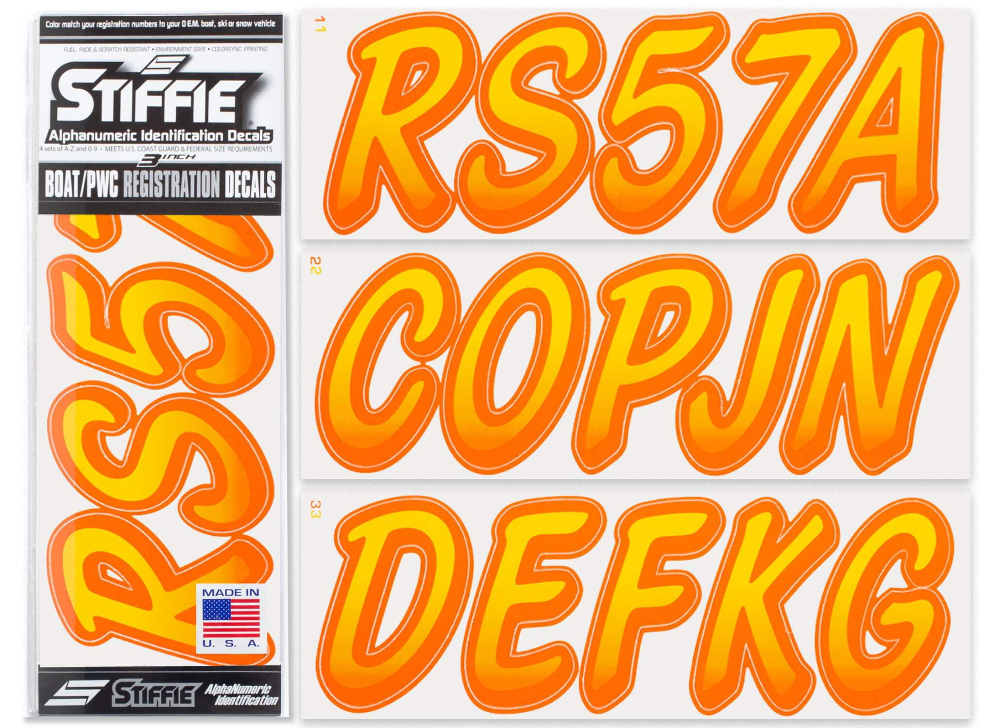 Stiffie Whipline Yellow/Orange 3" Alpha-Numeric Registration ...