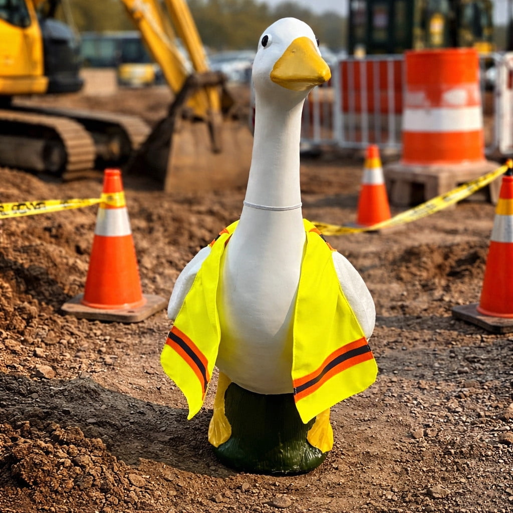 Stijggn Funny Porch Goose Statue Decoration Robe Outfit Cement Plastic ...