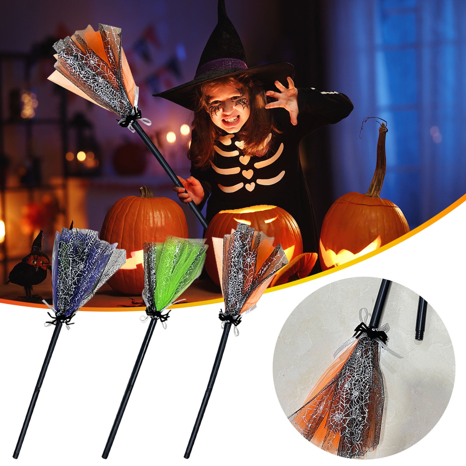 Stijggn Witches Broom Halloween Decorations Indoor Tall Animated ...