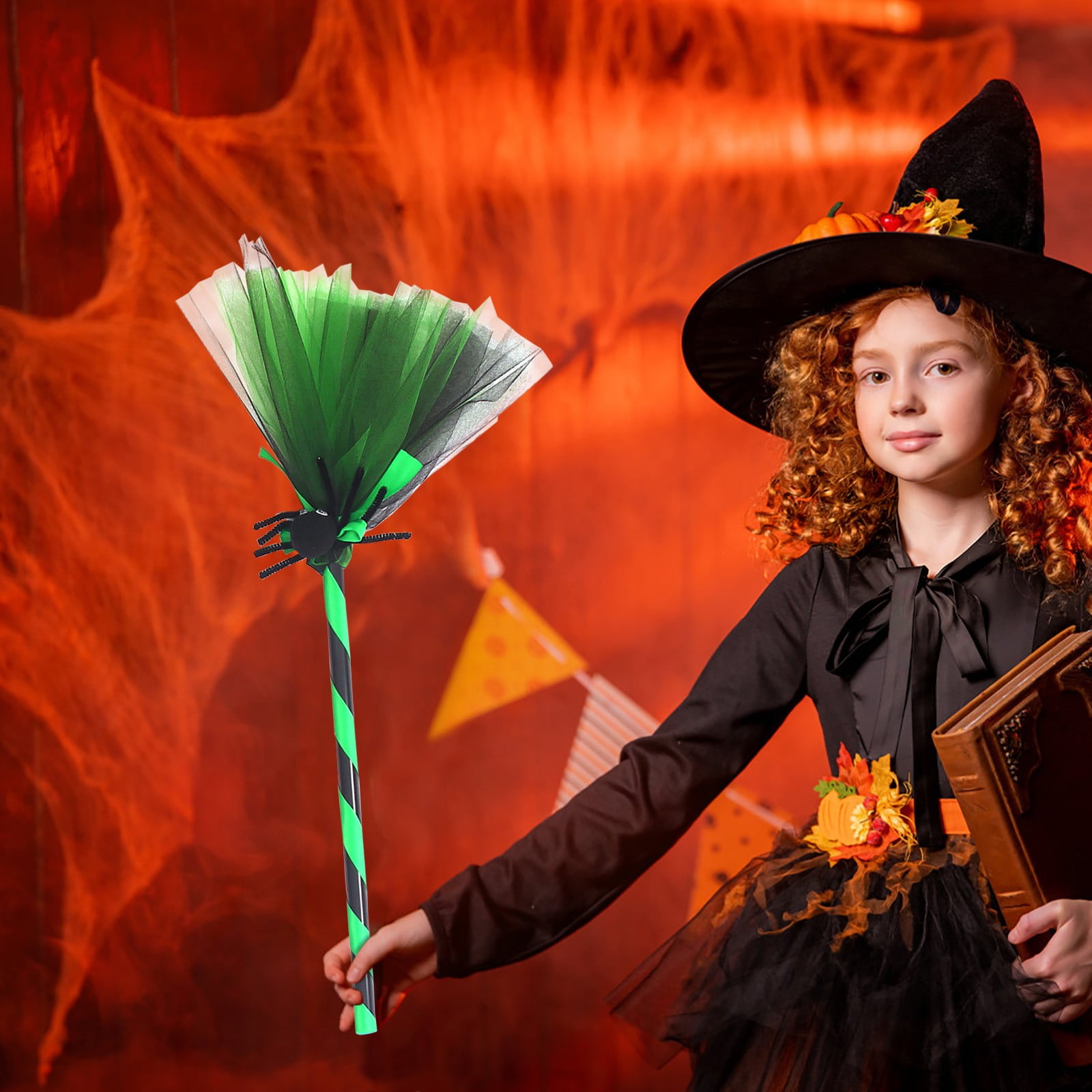 Stijggn Witches Broomstick Halloween Decorations Animated Light up ...