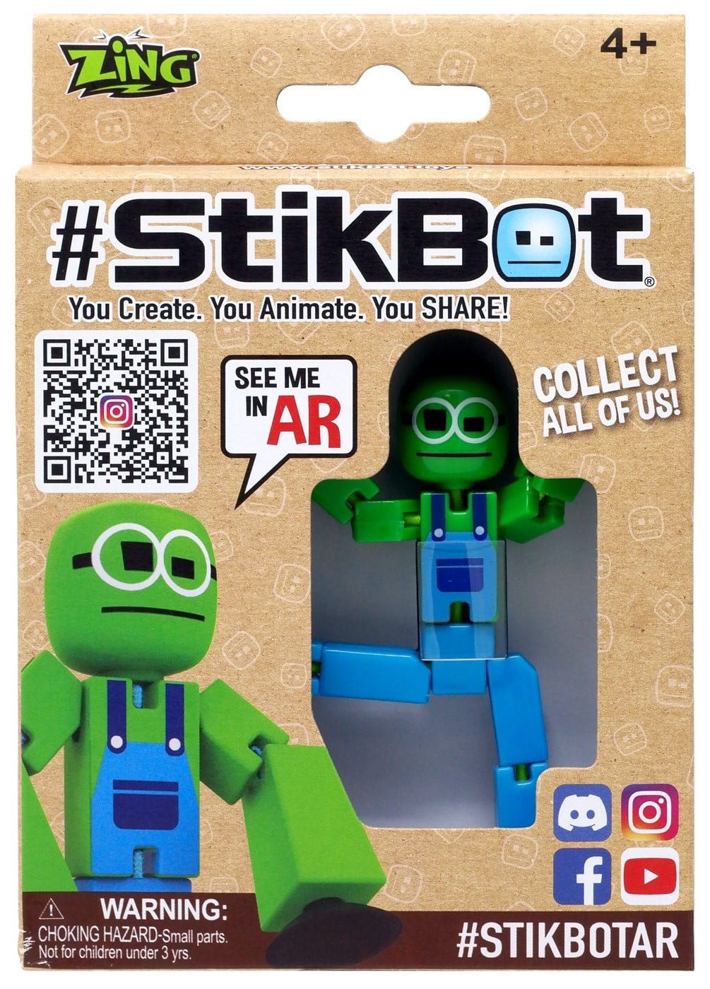 Stikbot Green Head & Torso with Blue Overalls Figure - Walmart.com