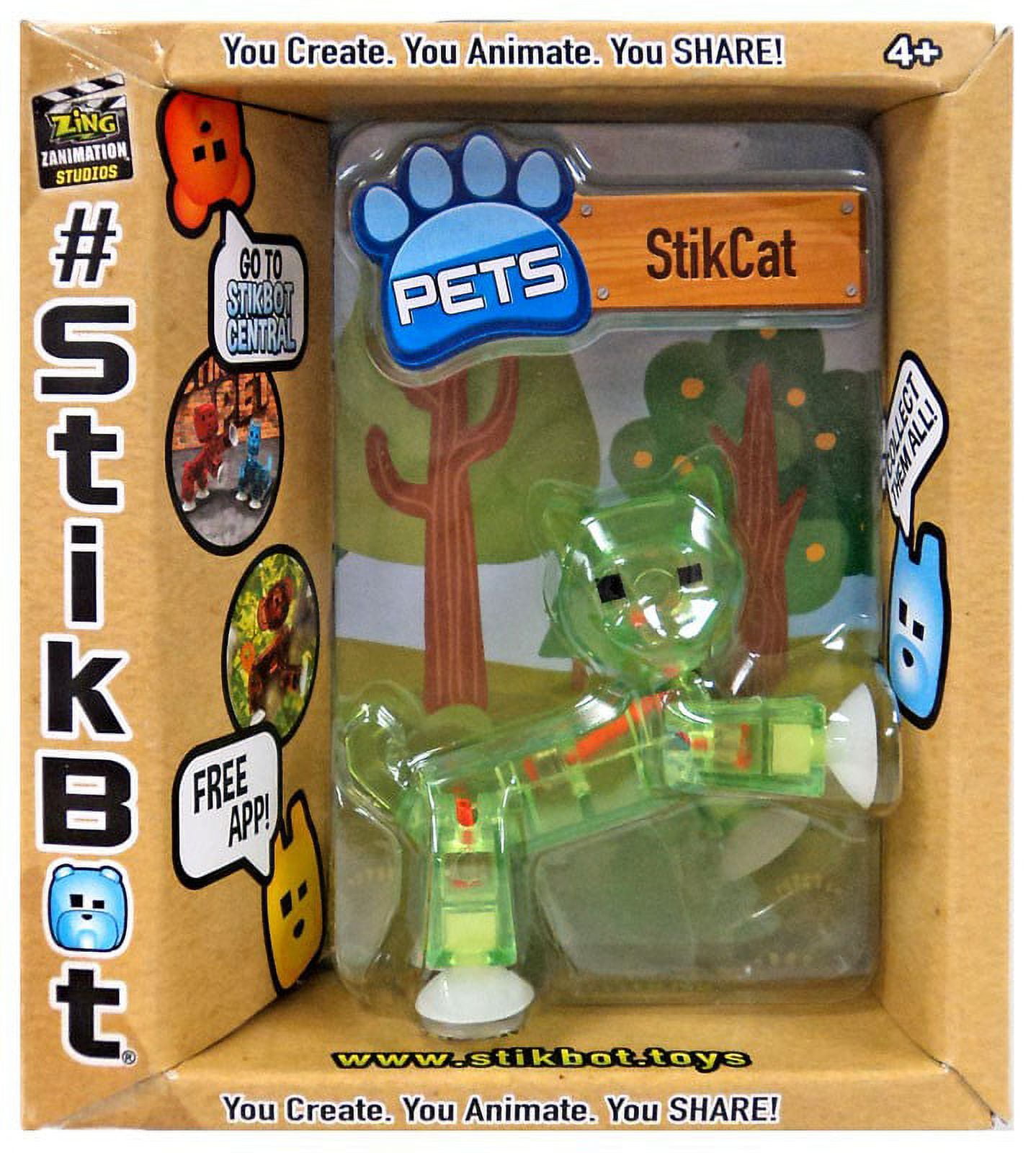Stikbot Pets Series 1 StikCat Figure (Green) - Walmart.com