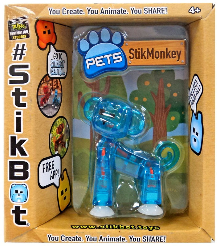 Stikbot Pets Series 1 StikMonkey Figure (Blue) - Walmart.com