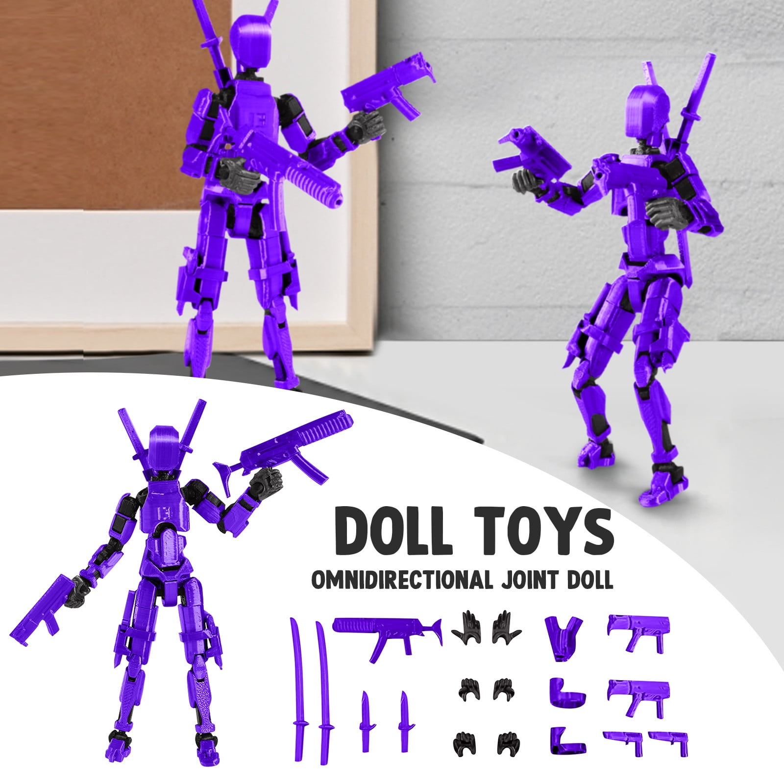 Stikbot T13 Joint Movable 3D Doll, 14-Weapon Set, Decompression Toy ...