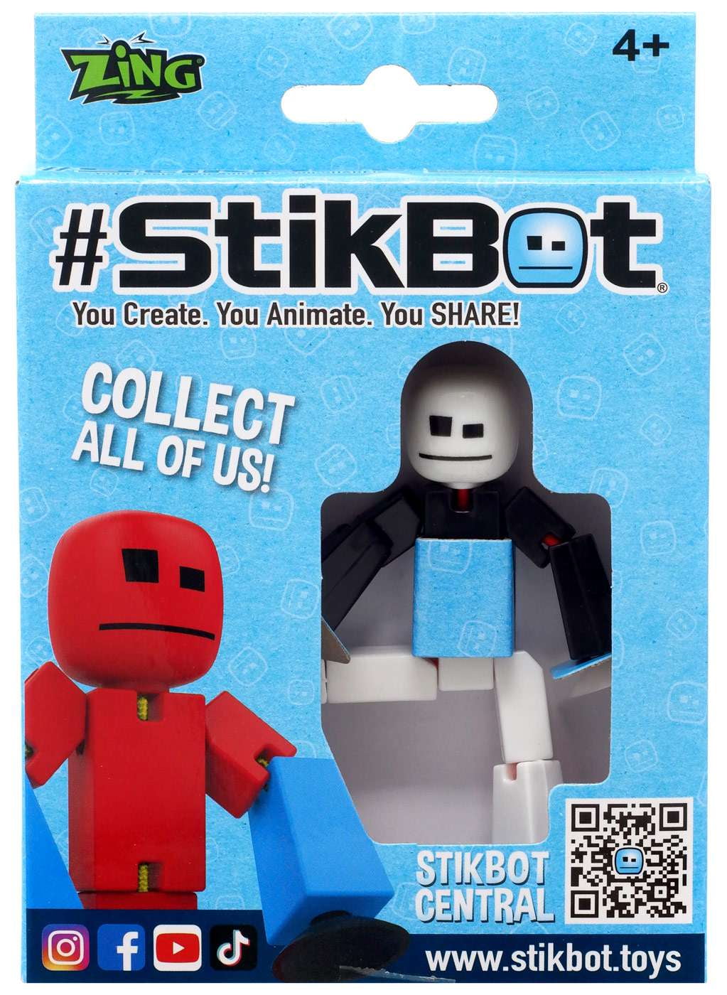 Stikbot White Head/Legs with Black Body Figure - Walmart.com