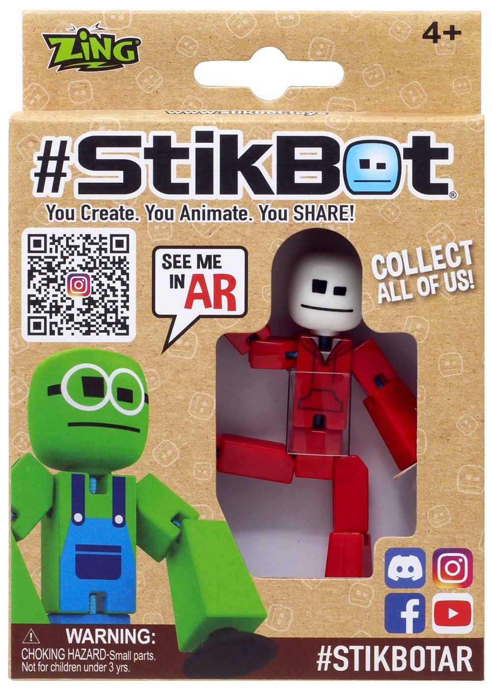 ZING Stikbot White Head with Red Sweatsuit Action Figures - Walmart.com