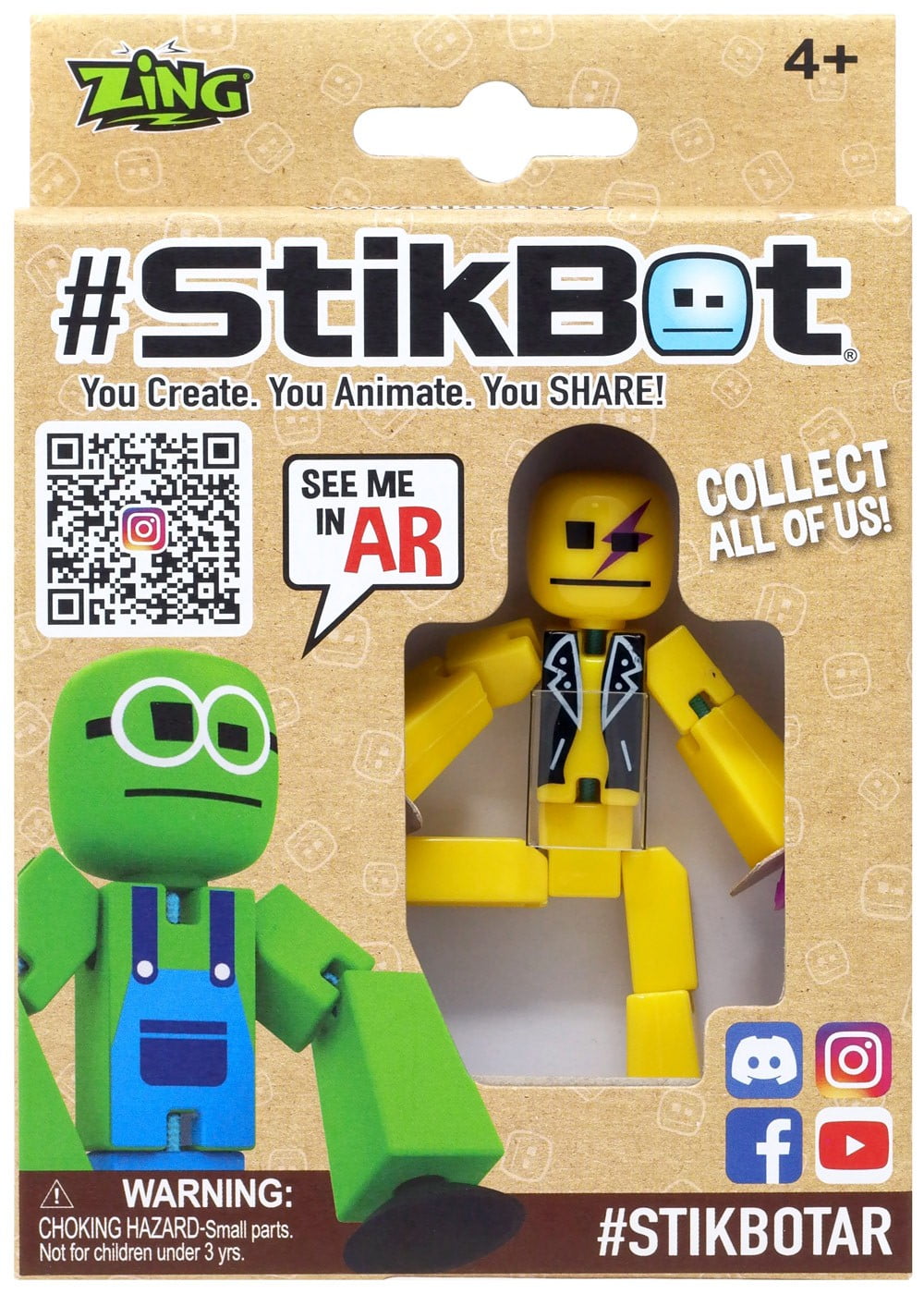 ZING Child Stikbot Action Figure, Yellow Black - Walmart.com