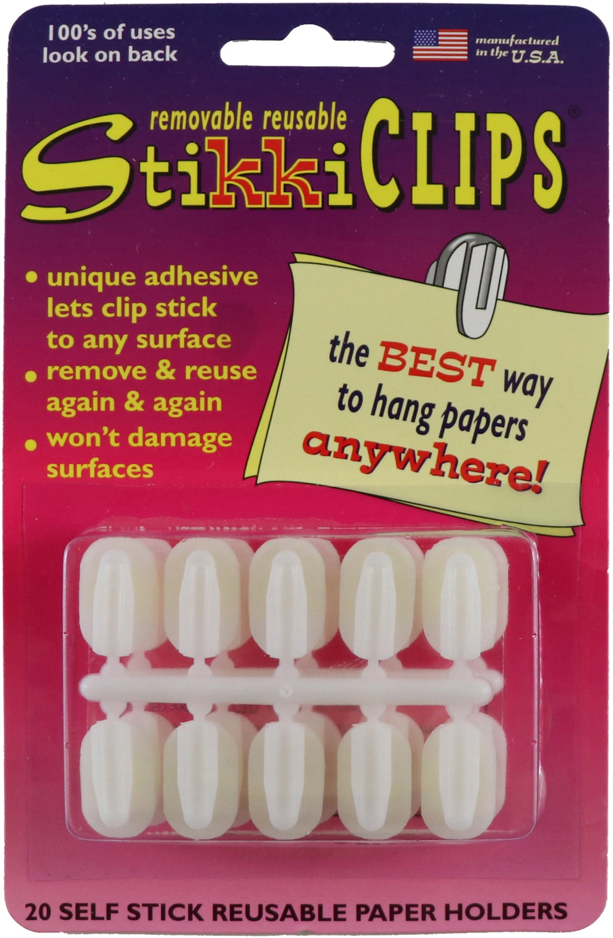 Stikkiworks StikkiCLIPS White 20-Pack, 4 Bundles (STK01320) - Walmart.com