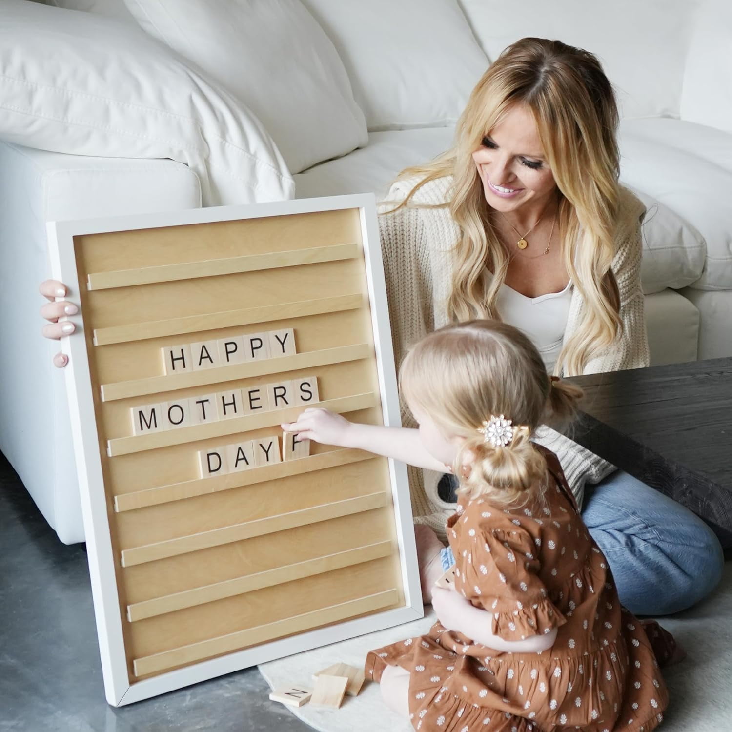 Stiles 23"x17" Tile Letter Board Sign Set, Wooden Message Board with ...