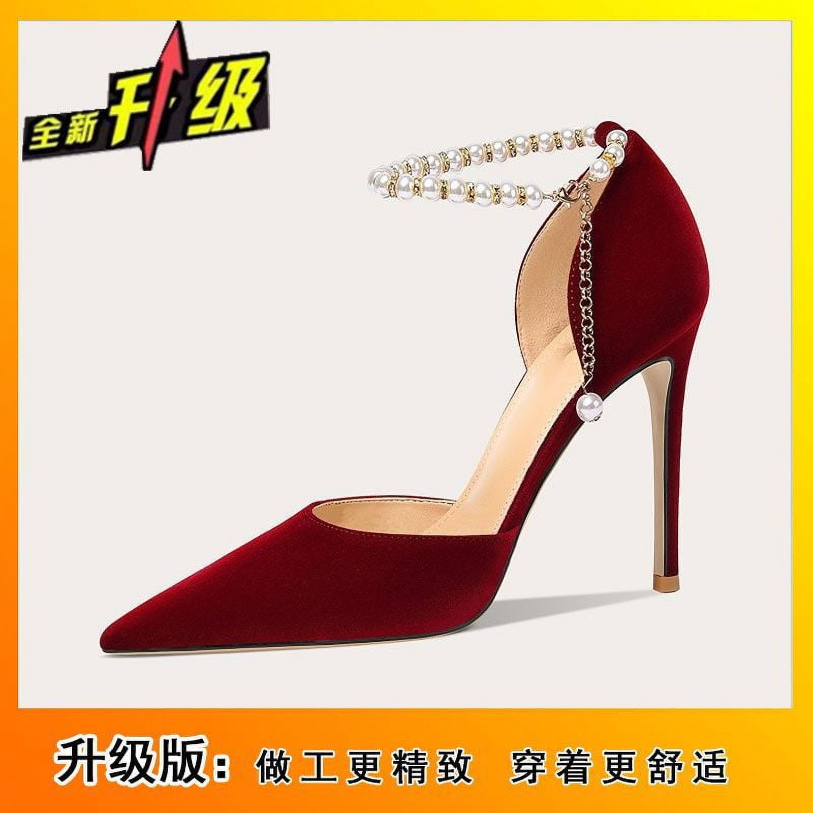 HHH Stiletto Heel Niche Design High Heels 2024 Autumn New Pointed Pearl ...
