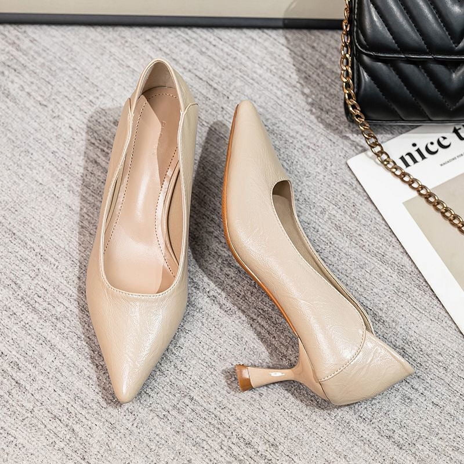 Stiletto Heel Soft Leather Work Shoes Women's Flight Attendant Two-Way ...