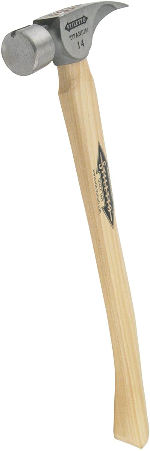Stiletto 14oz Titanium Hammer, Smooth Face, 18in Curved Hickory Handle ...