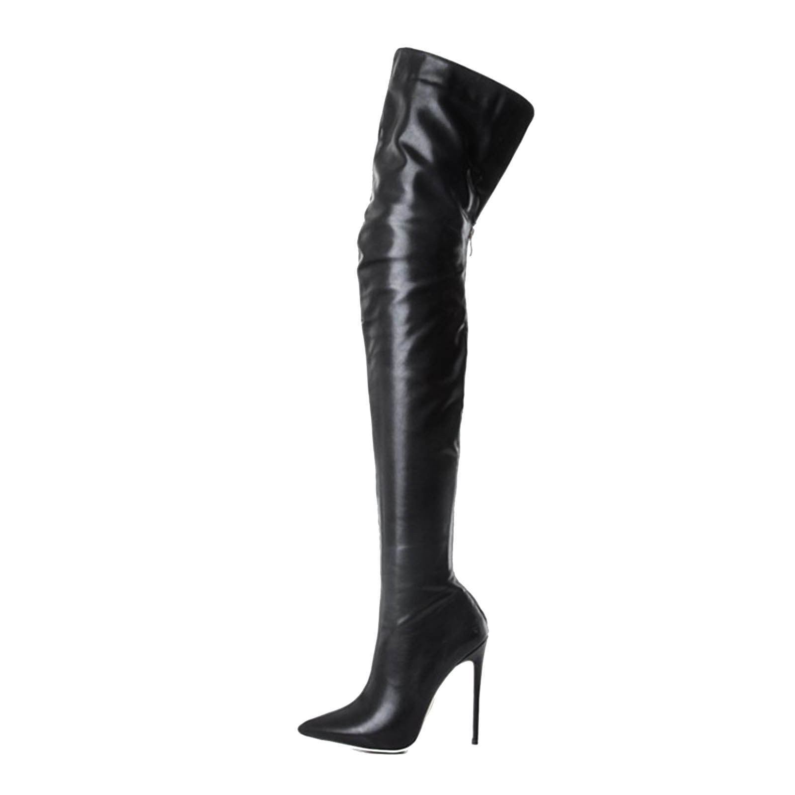 Stiletto Thigh High Boots For Women Ladies Fashion Leather Pointed Toe ...