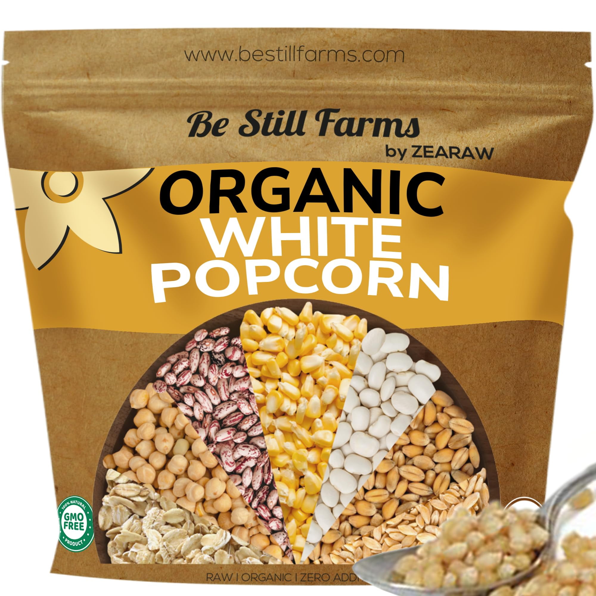 Be Still FarmsEGSC White Organic Popcorn Kernels (4.8lb) - Hulless Corn ...