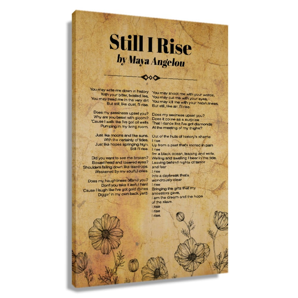 Still I Rise Poem Wall Decor Maya Angelou Quotes Wall Art Poetry ...
