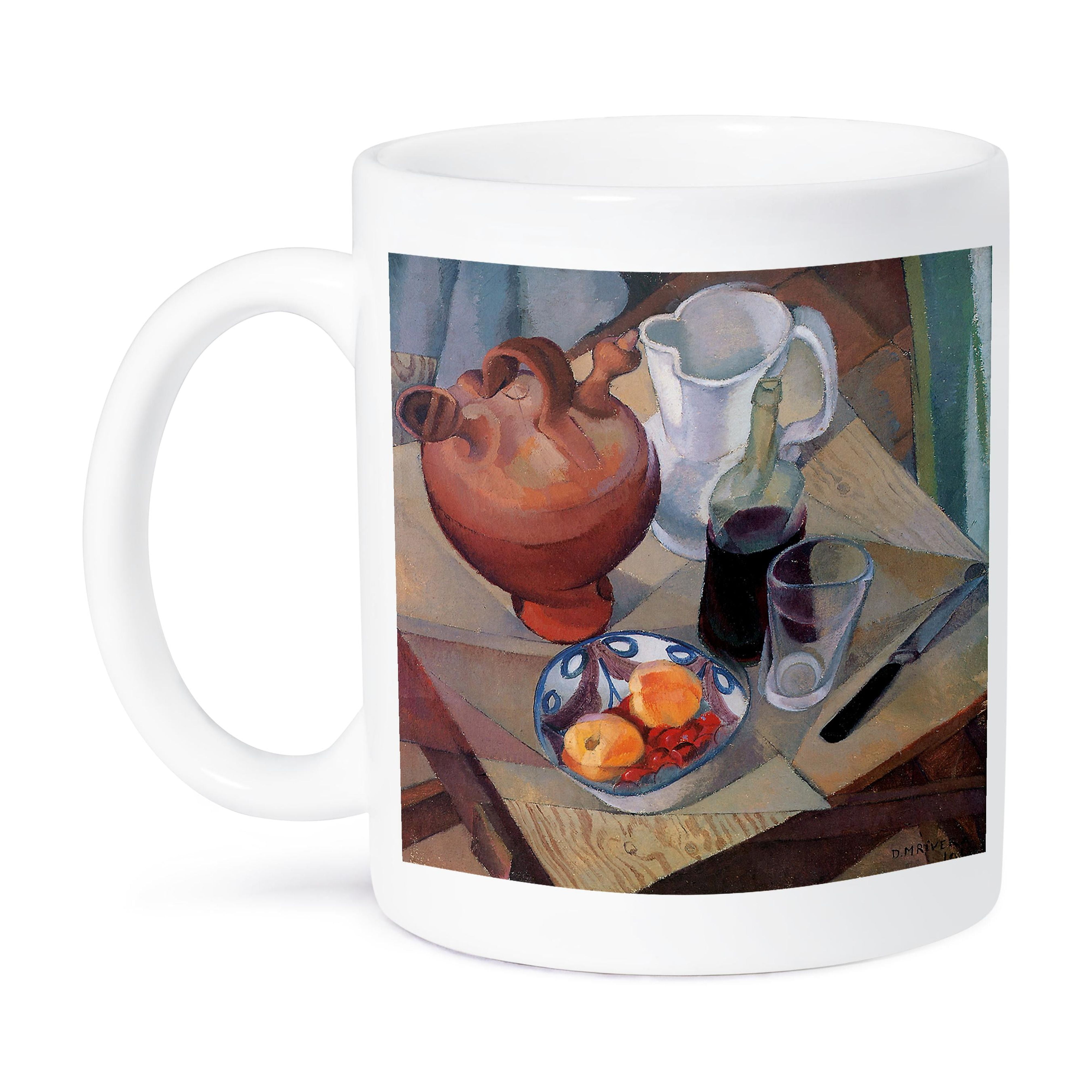 3dRose, Still Life by Diego Maria Rivera Bowl of Fruit and Wine Bottle ...