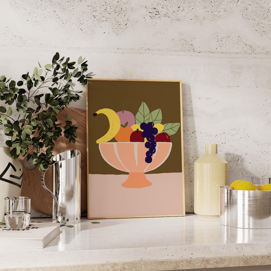Still Life Fruit Bowl Poster, Modern Kitchen Poster, Trendy Kitchen ...