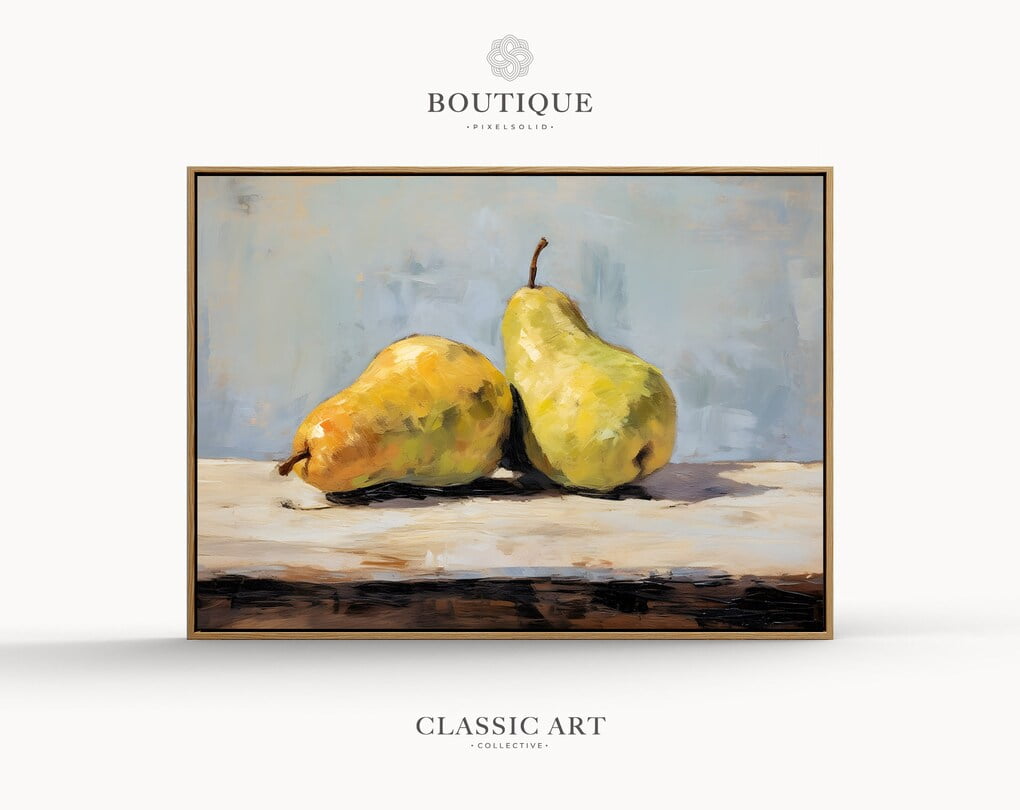 Still Life Oil Painting Of Pears, Decor For Rustic Farmhouse, French ...