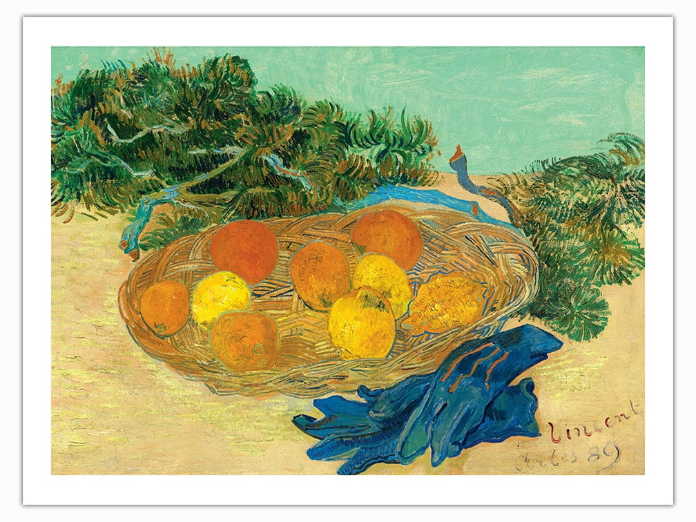 Still Life of Oranges and Lemons with Blue Gloves - From an Original ...