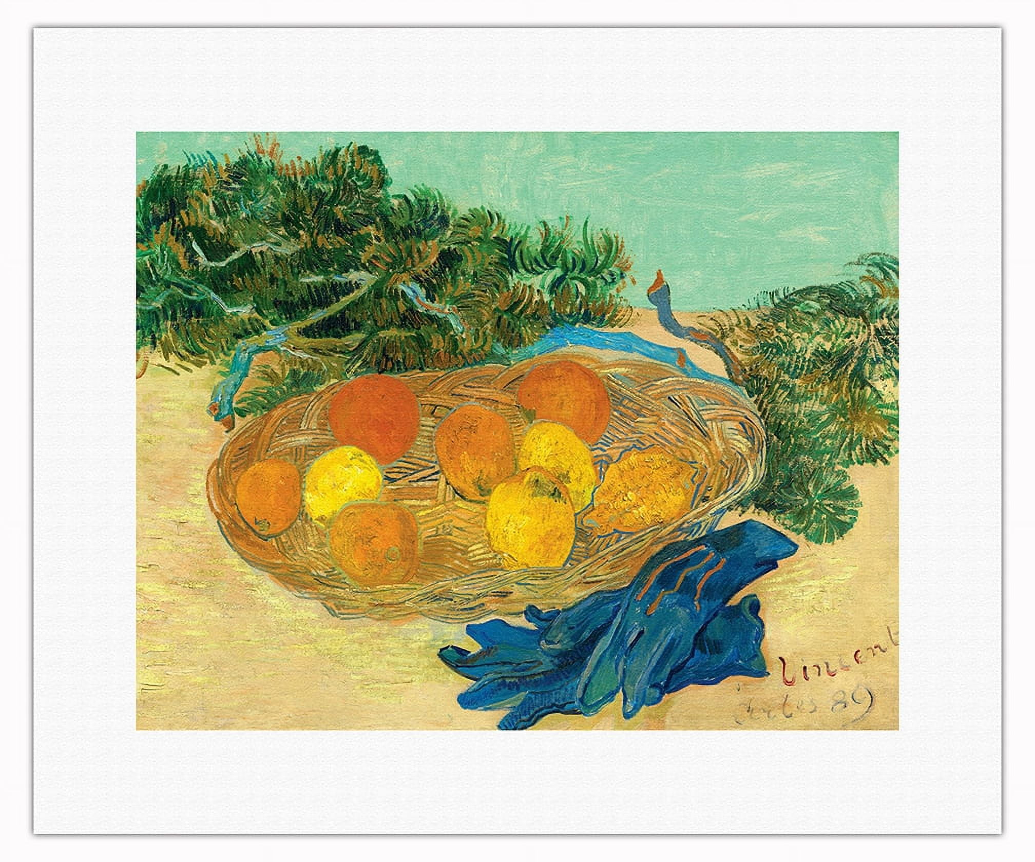 Still Life of Oranges and Lemons with Blue Gloves - From an Original ...