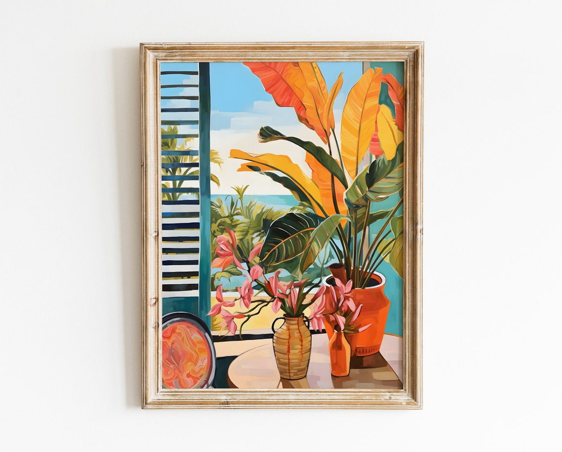 Still Life Painting, Fine Art Print, Tropical Cute Print, Retro 70S ...
