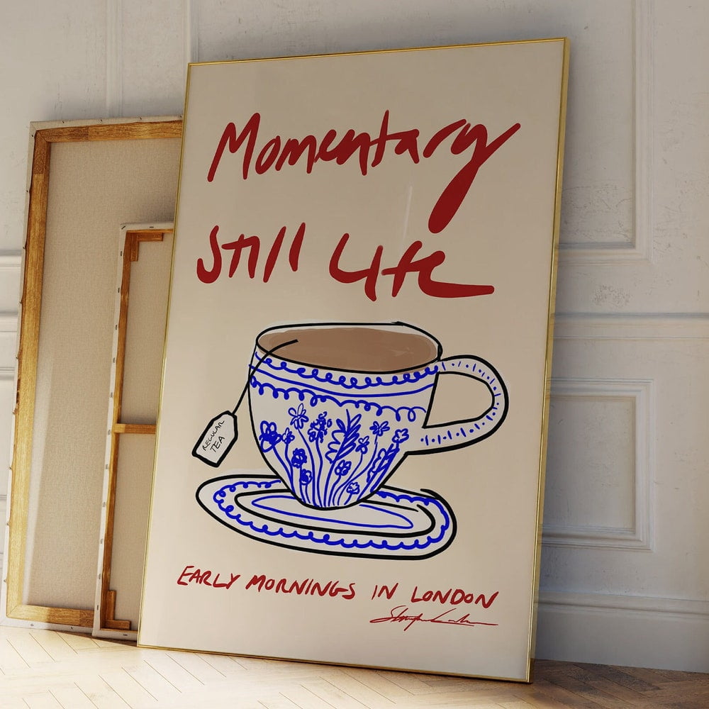 Still Life Tea Poster, Tea Sketch, Tea Cup Poster, Food Illustration ...