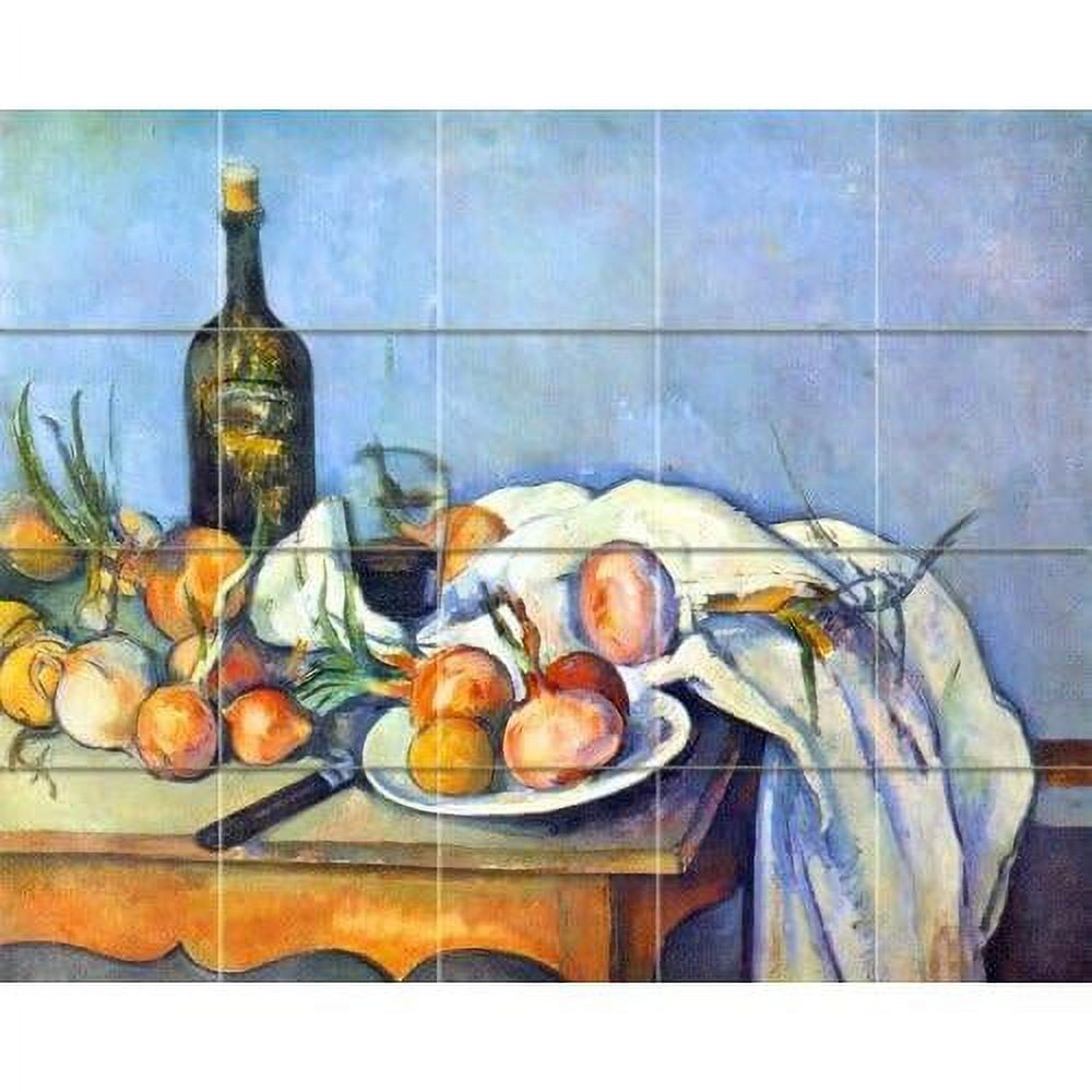 Still Life With Onions By Paul Cezanne Art Ceramic Tile Mural 30"W X 24 ...