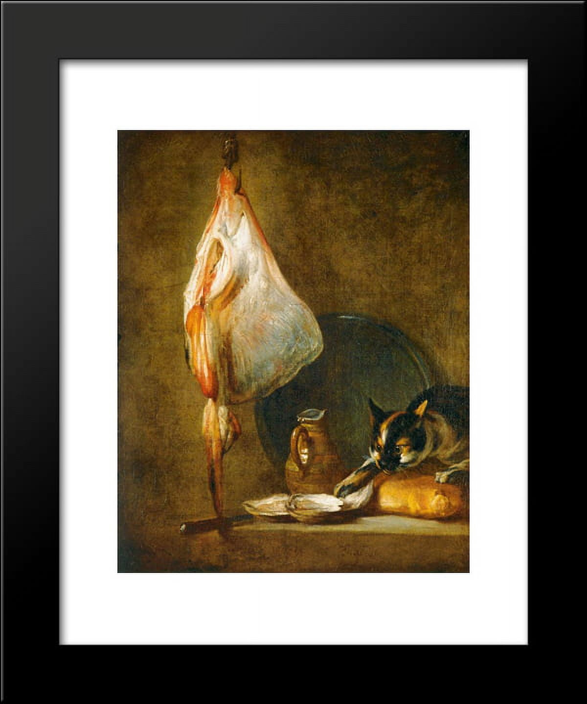 Still Life with Cat and Rayfish 20x24 Framed Art Print by Jean-Baptiste ...