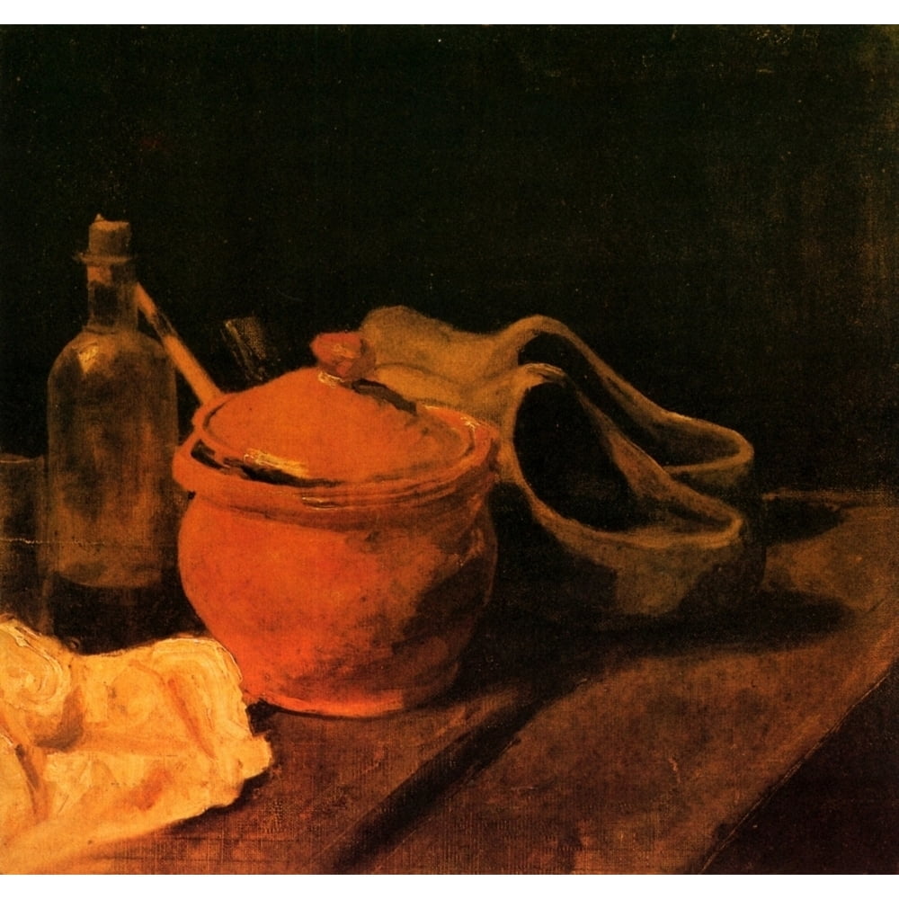 Still Life with Earthenware, Bottle and Clogs Poster Print (18 x 24 ...