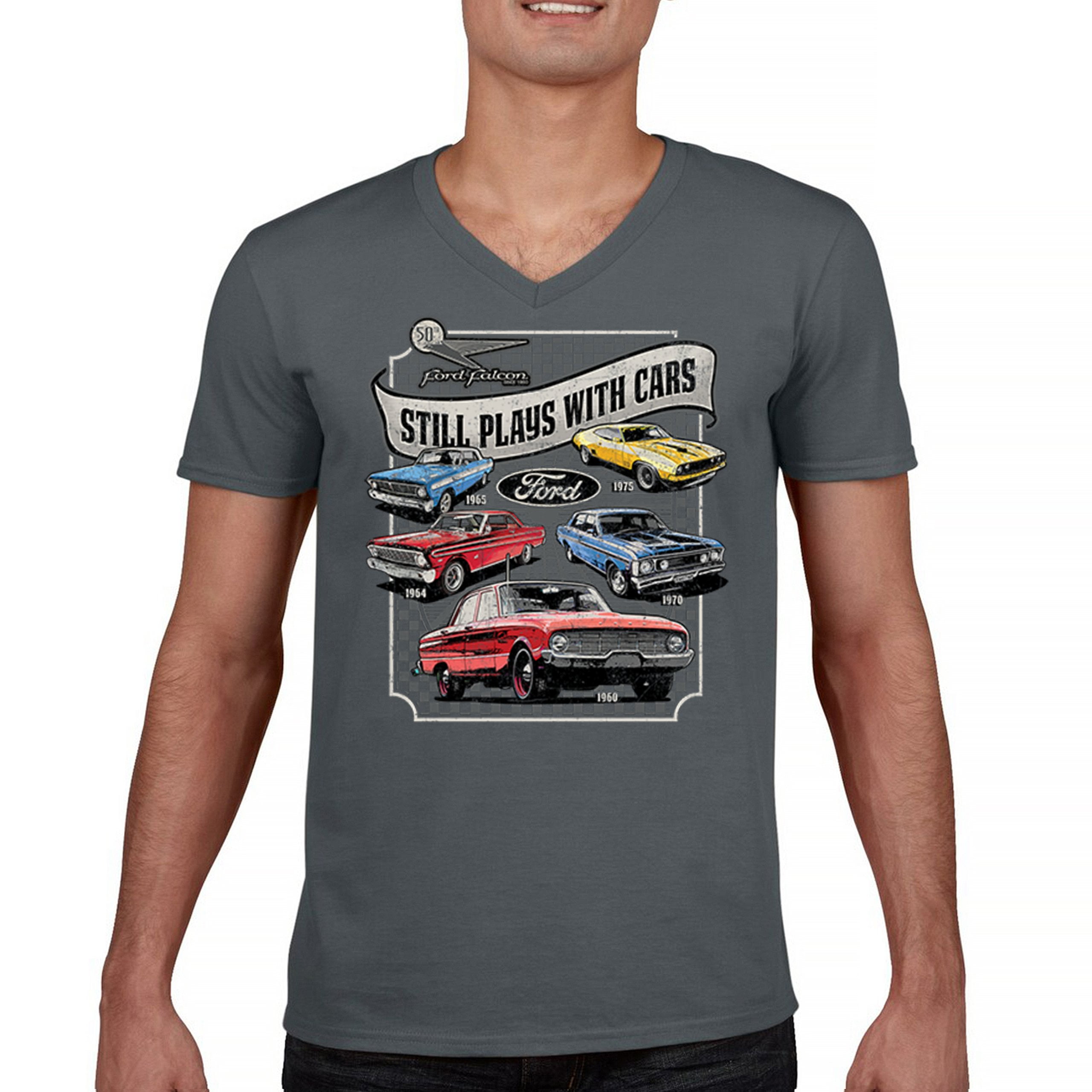 Still Plays With Cars Ford Falcon Men's V-Neck T-shirt 60-70s Classic ...