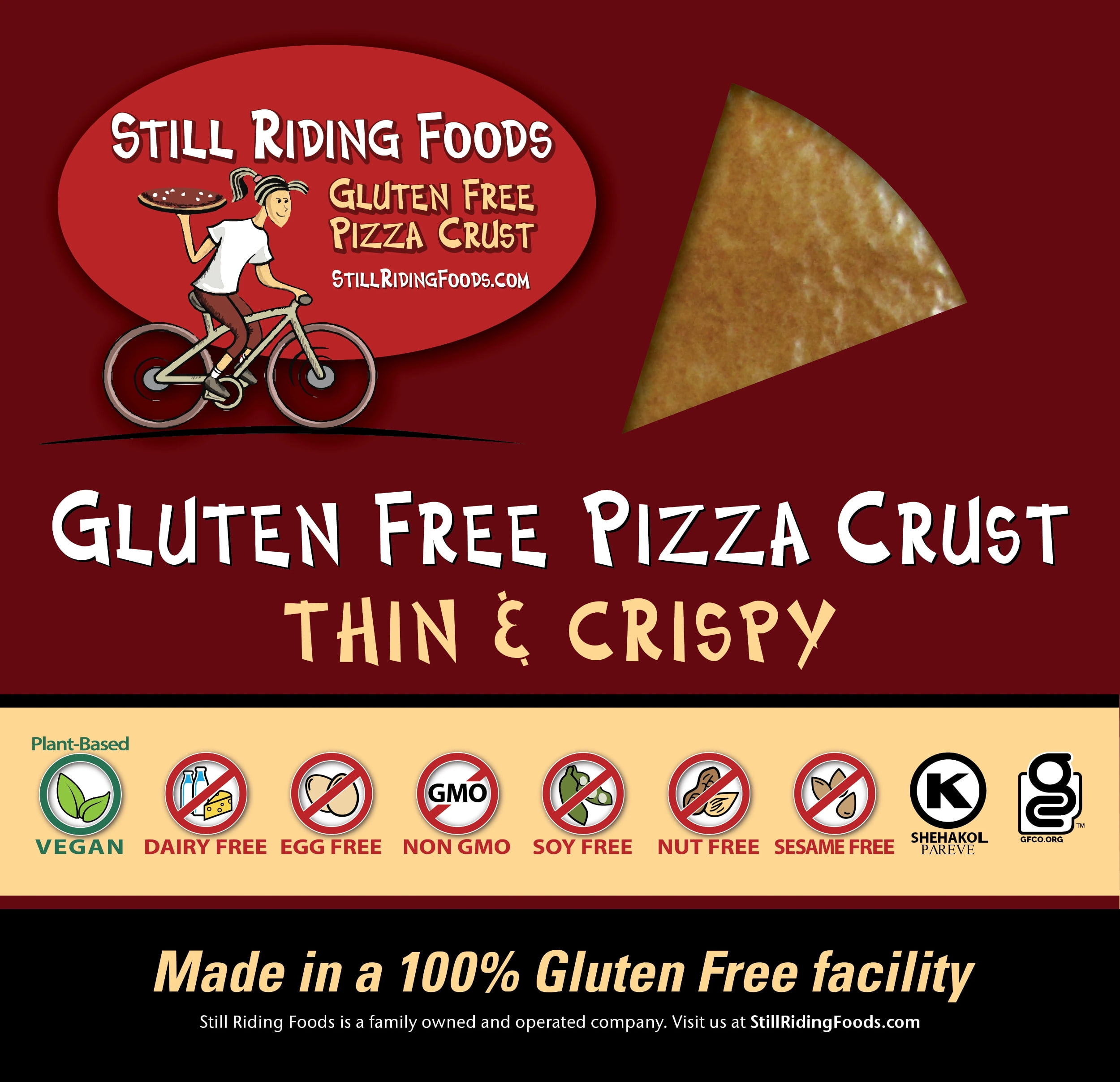 Still Riding Foods Gluten Free Pizza Crust (8 pack, 12 inch) - Walmart.com