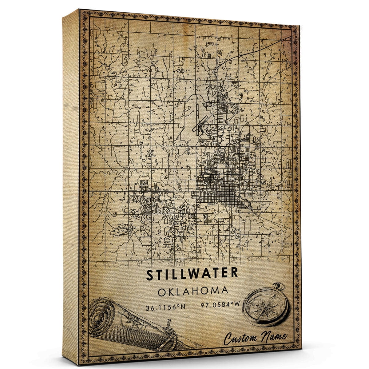 Stillwater Map Poster, Oklahoma Map Art Poster, Canvas, Stillwater Map ...