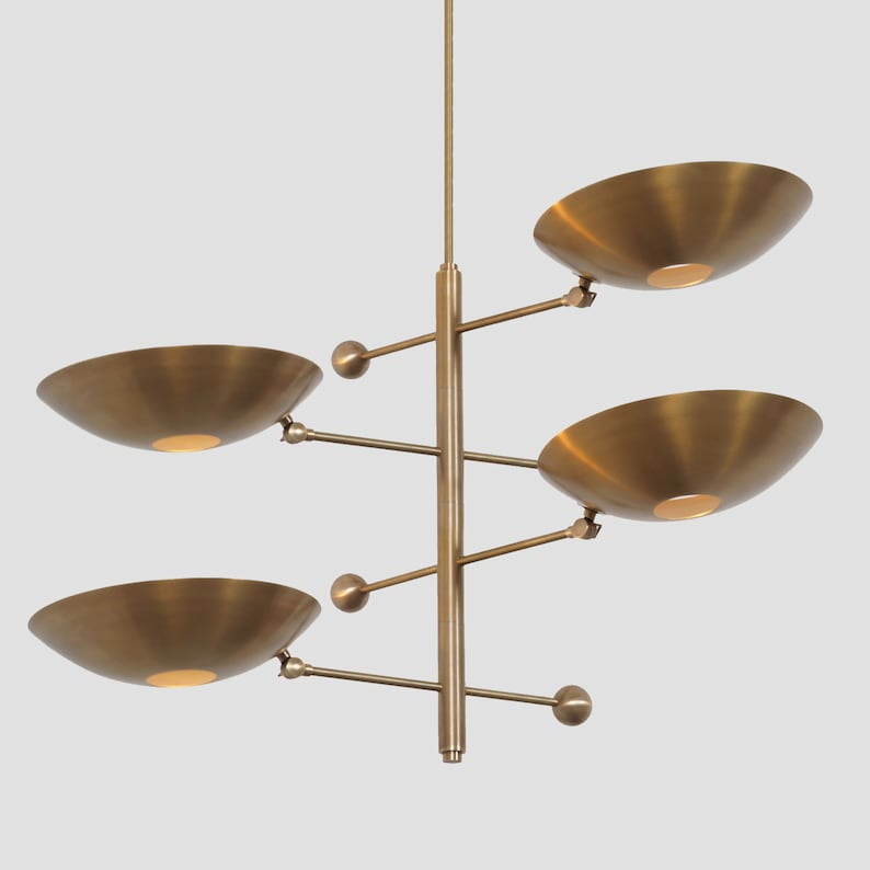 Stilnovo Style Four Shade Sputnik Chandelier Light Fixture Mid Century ...