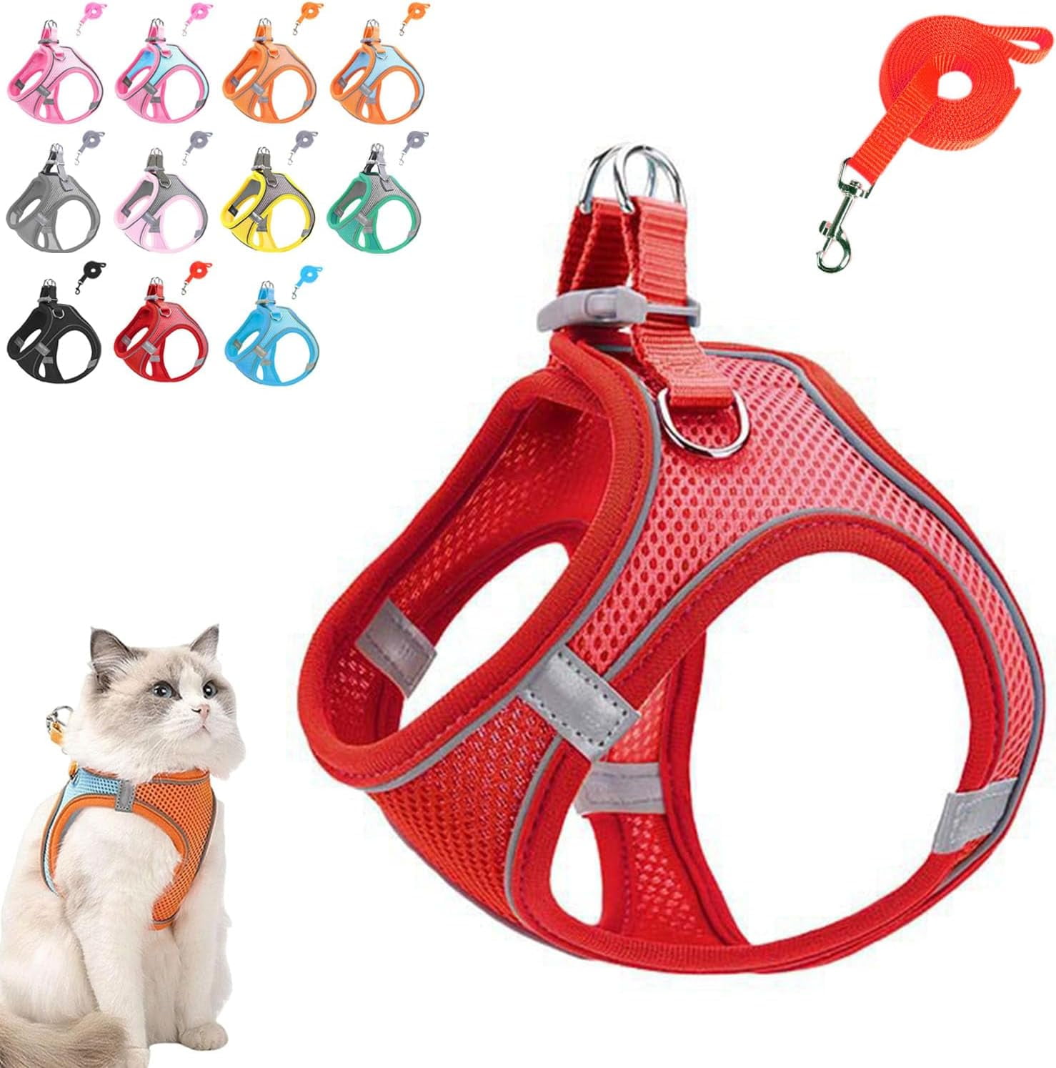 Stimuli Cat Harness Design for Outdoor Cats,Adjustable Soft Mesh Vest ...