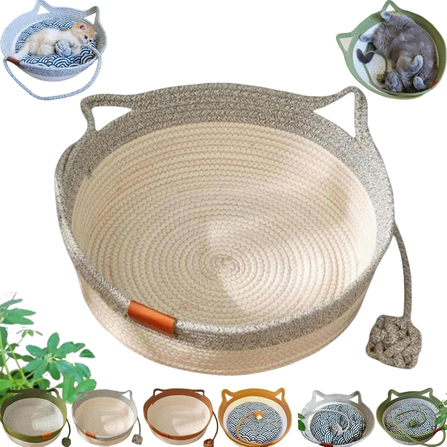 Stimulicat Cat Bed Rope Cotton,Foldable Scratchable Cat Handwoven ...