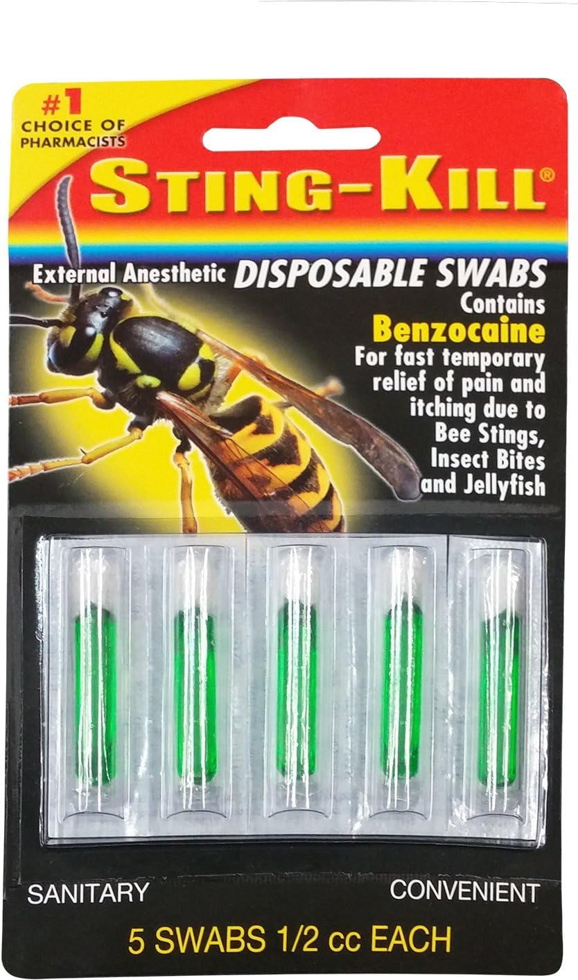 Sting-Kill First Aid Anesthetic Swabs, Pain and Itch Relief, 5 ct, 2 ...