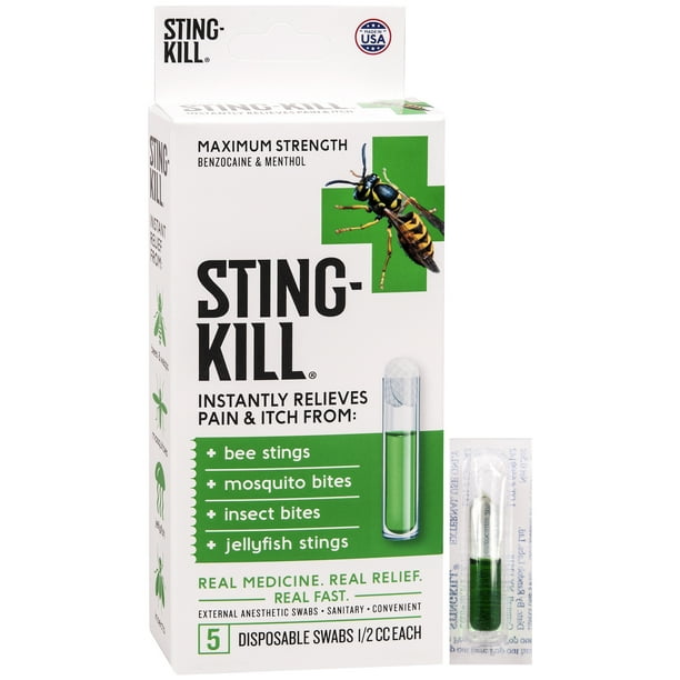 Sting-Kill First Aid Anesthetic Swabs, Instant Pain + Itch Relief From ...
