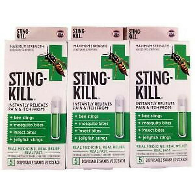 Sting-Kill First Aid Relief Treatment Swabs, 5 ct (3 pack) - Walmart.com