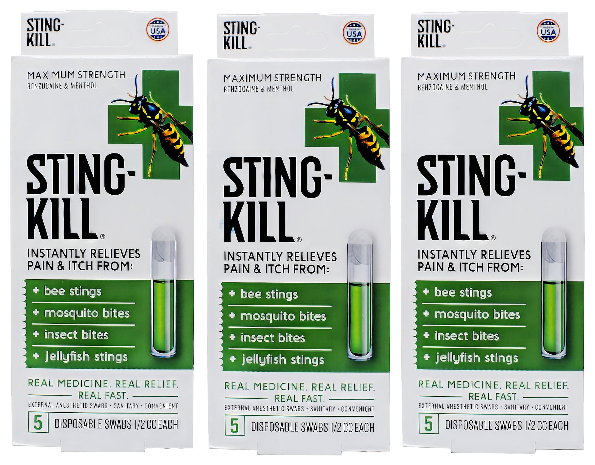 Bayarde Services, Sting-Kill Swabs 5 ct, 3 Pack, Bee Sting Treatment ...