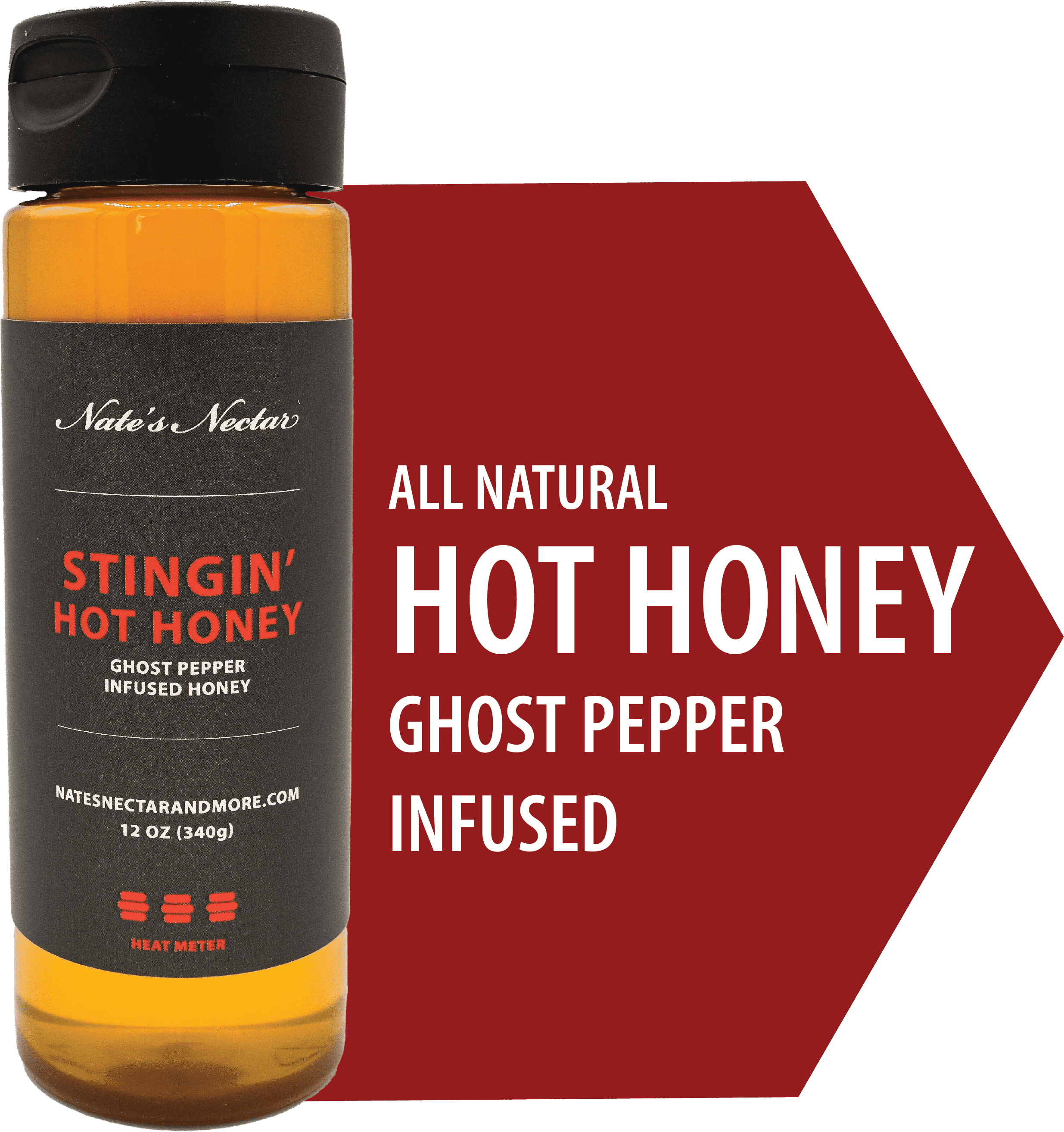 Stingin' Hot Honey, Nate's Nectar, 12 oz - Walmart.com