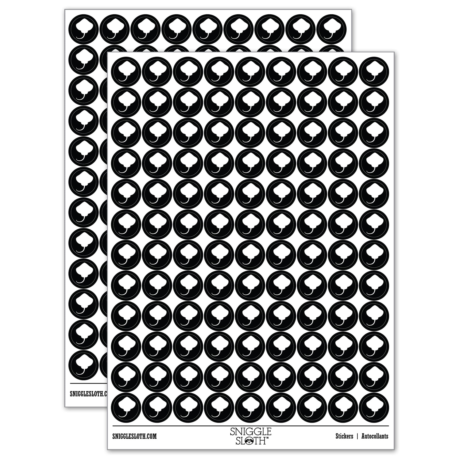 Stingray Skate Fish Silhouette 200+ Round Stickers - Black - Gloss ...
